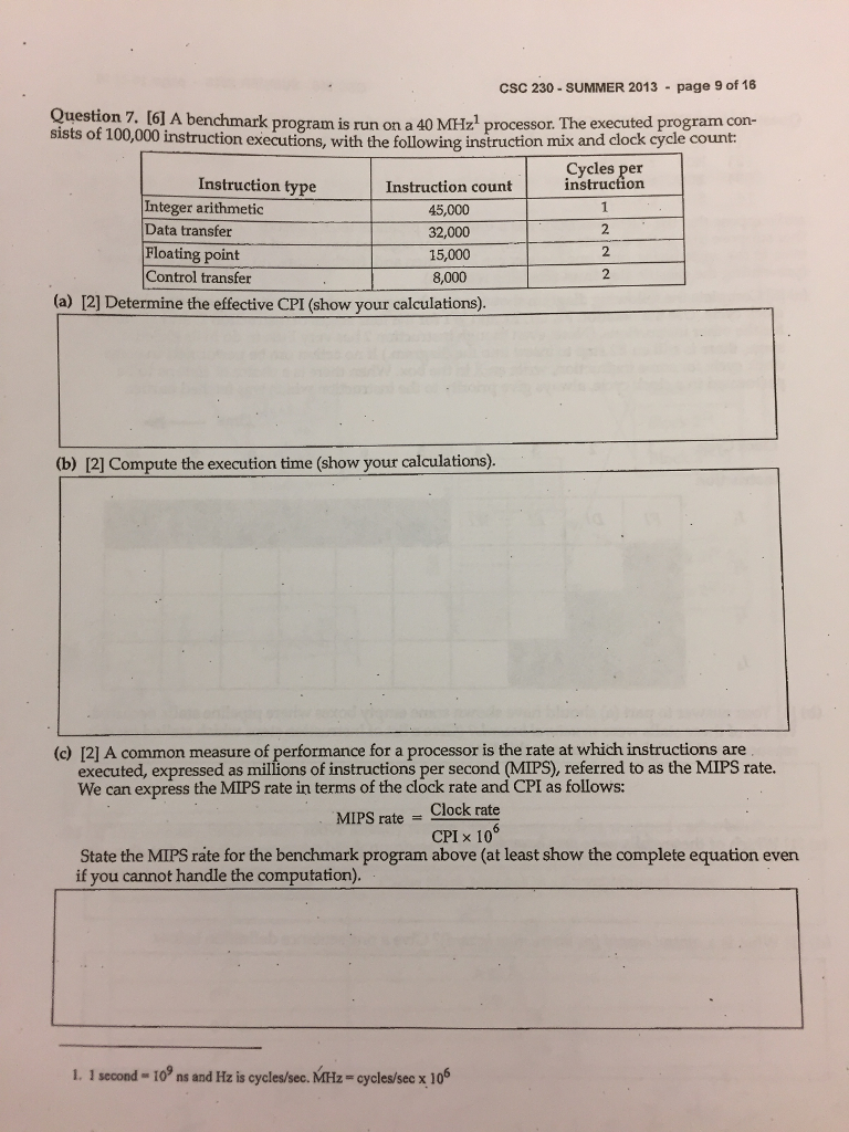 Solved CSc 230- sUMMER 2013 page 9 of 18 estion 7. fol A | Chegg.com