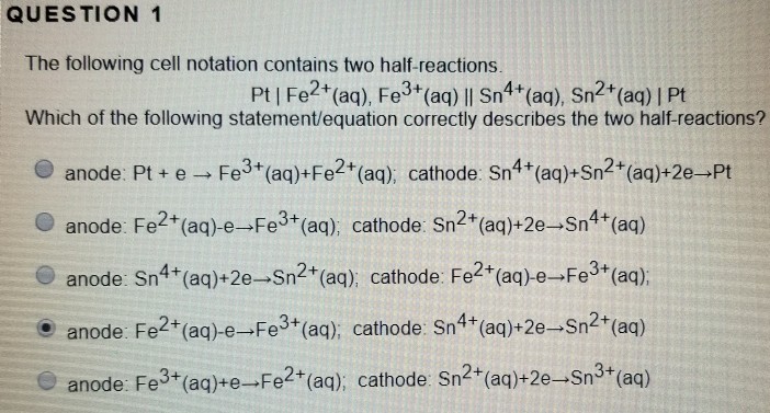 Solved QUESTION 1 The following cell notation contains two | Chegg.com