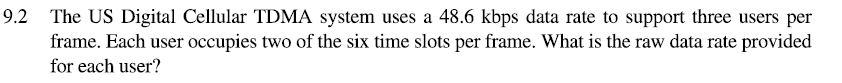 Solved 9.2 The US Digital Cellular TDMA system uses a 48.6 | Chegg.com