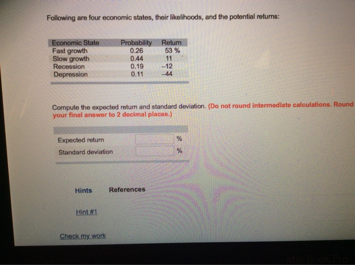 Solved Following are four economic states, their | Chegg.com