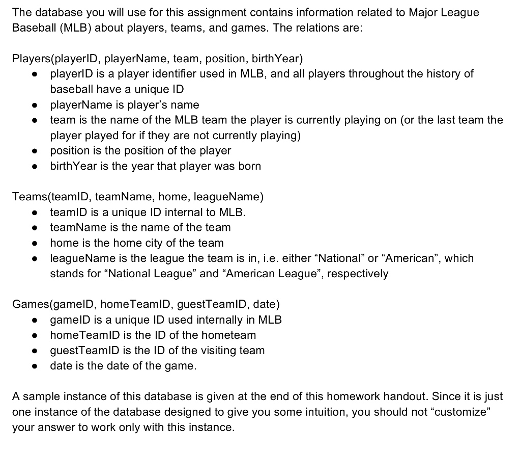 Solved The database you will use for this assignment | Chegg.com
