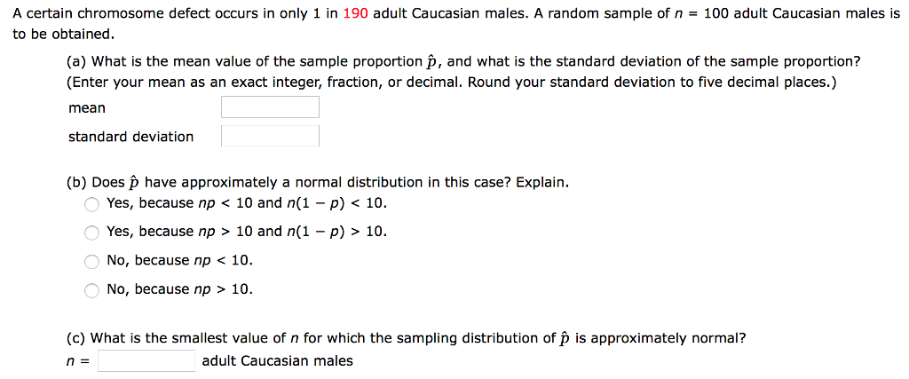 Solved A certain chromosome defect occurs in only 1 in 190 | Chegg.com