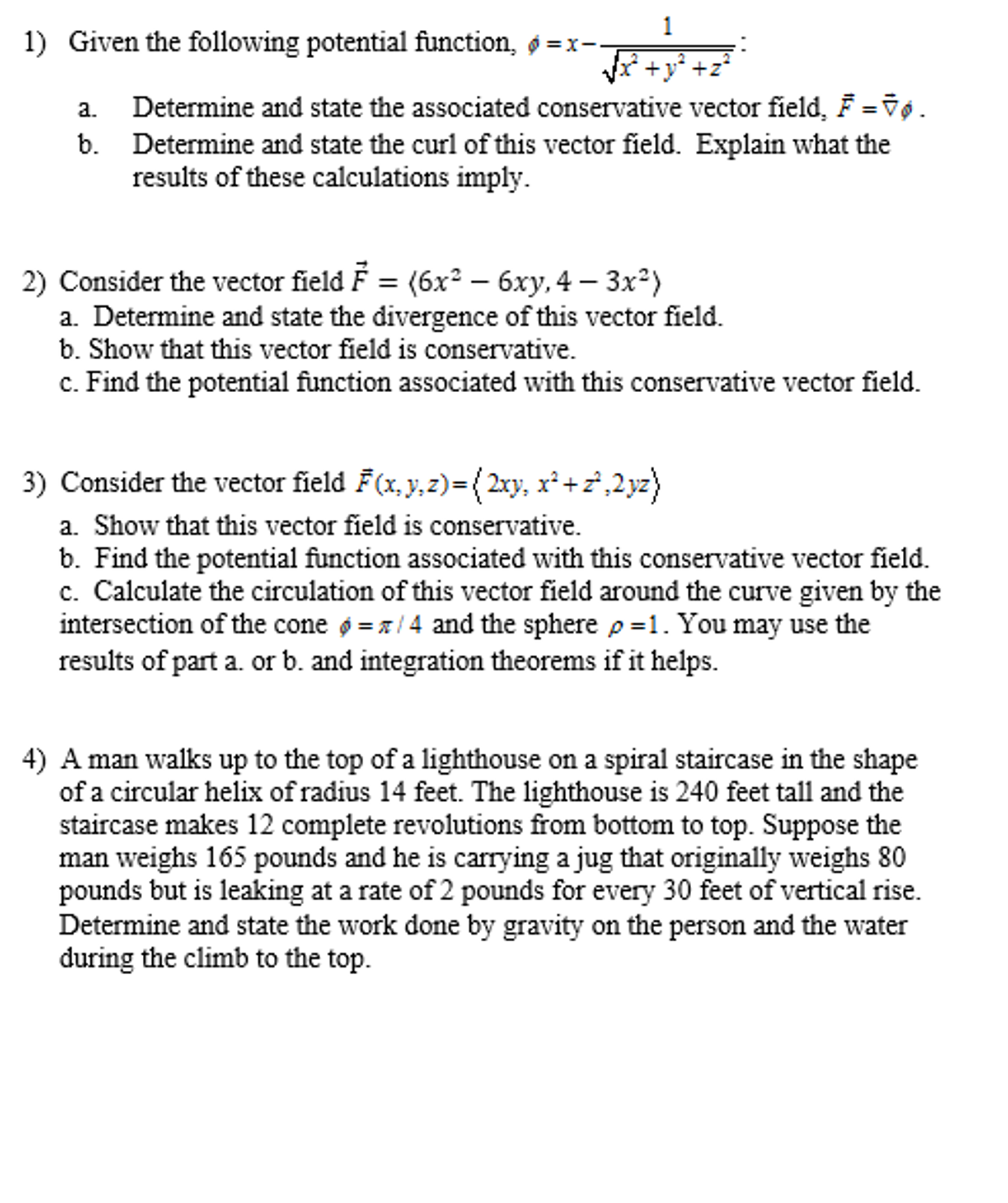 Solved Given the following potential function, phi = | Chegg.com