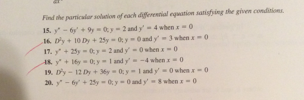 Solved Find the particular solution of each differential | Chegg.com