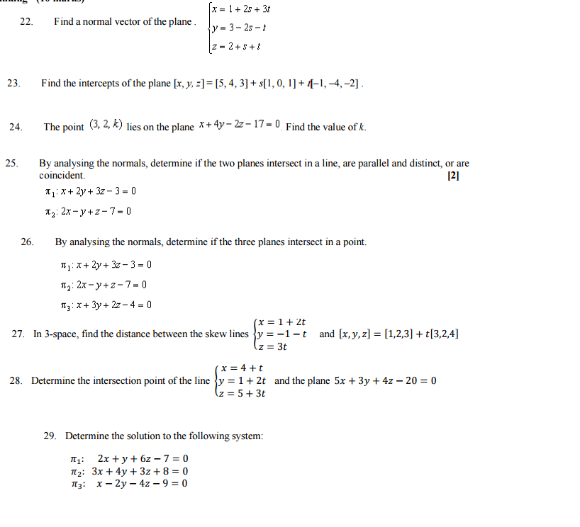 Solved Find a normal vector of the plane. {x = 1 + 2s + 3t y | Chegg.com
