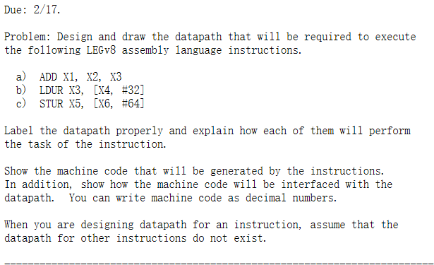 Solved Design and draw the datapath that will be required to | Chegg.com