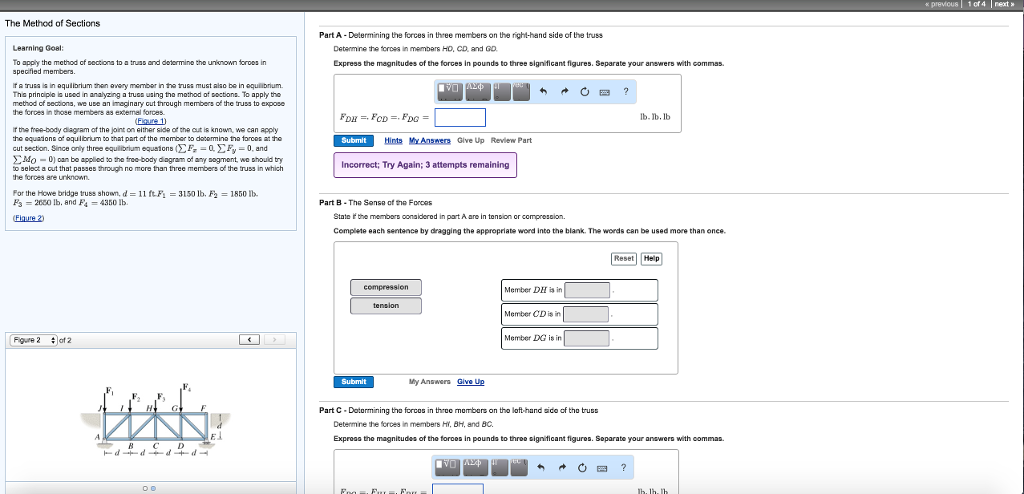 Solved The Method of Sections Learning Goal To apply th thod | Chegg.com