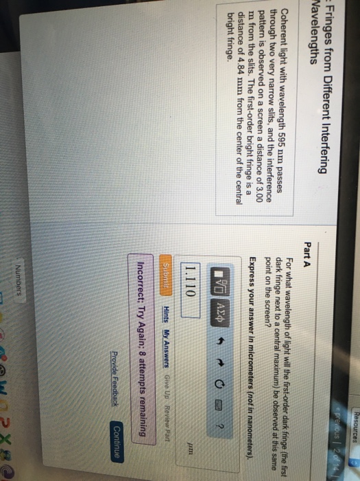 Solved Coherent light with wavelength 595 nm passes through | Chegg.com