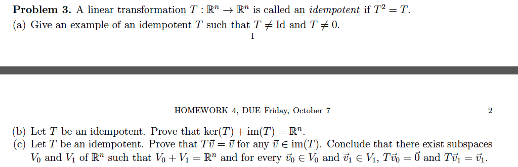 Solved A linear transformation T: R^n rightarrow R^n is | Chegg.com