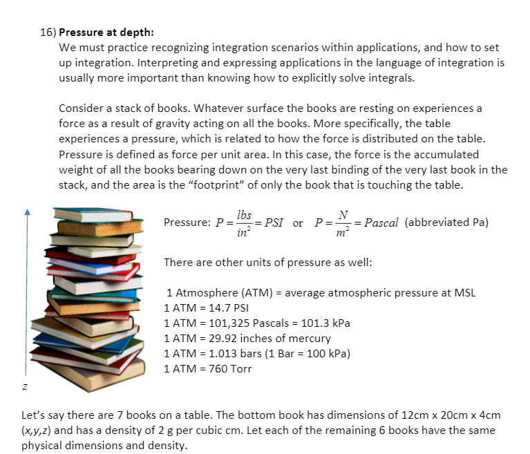 Solved 16) Pressure at depth: We must practice recognizing | Chegg.com