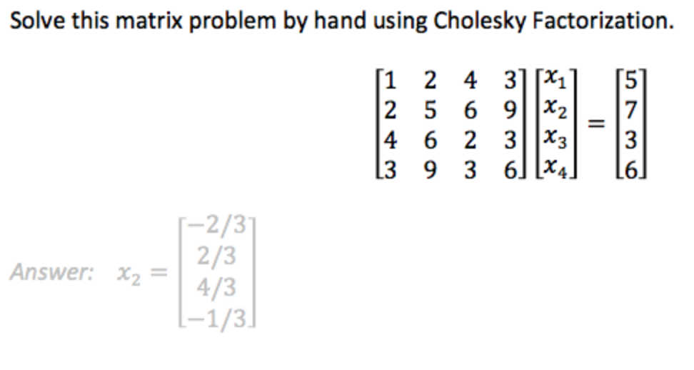 Solved Solve This Matrix Problem By Hand Using Cholesky