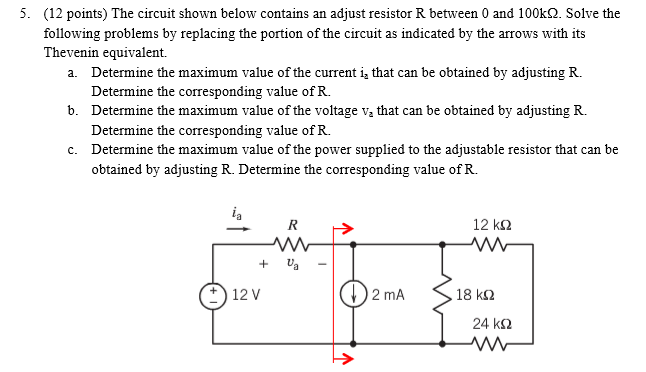 Solved The circuit shown below contains an adjust resistor R | Chegg.com