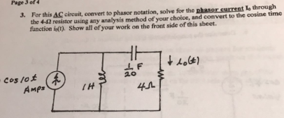 Solved For this AC circuit, convert to phasor notation, | Chegg.com