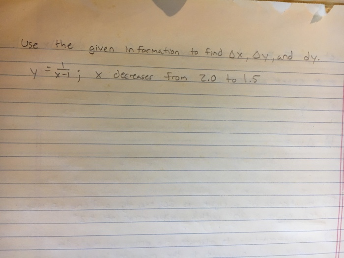 Solved Use the given in formation to find delta x, delta y, | Chegg.com