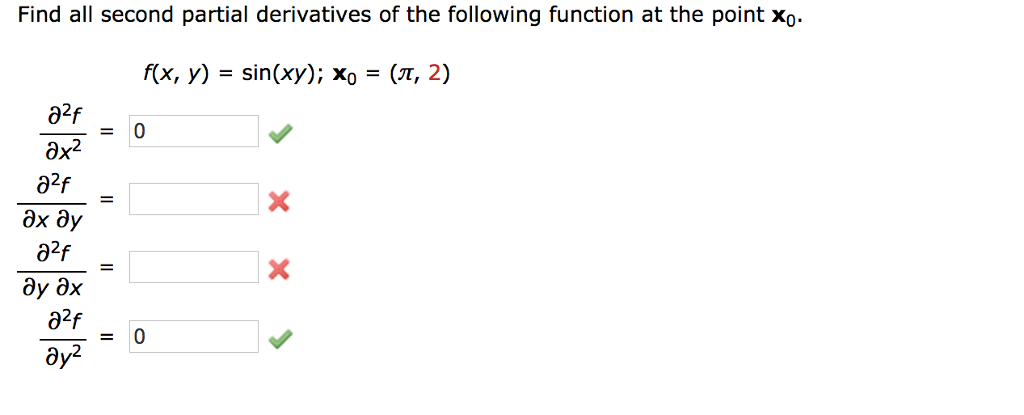 Solved Find all second partial derivatives of the following | Chegg.com