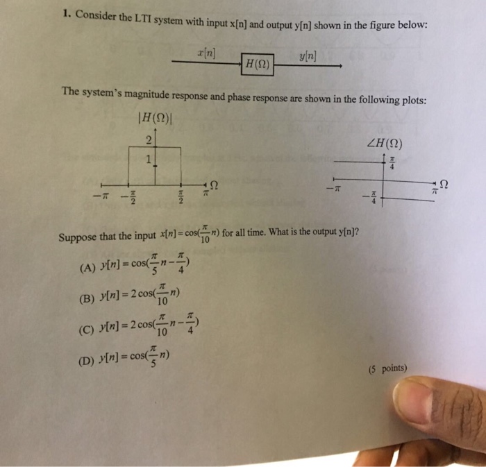 Solved Consider the LTI system with input x[n] and output | Chegg.com
