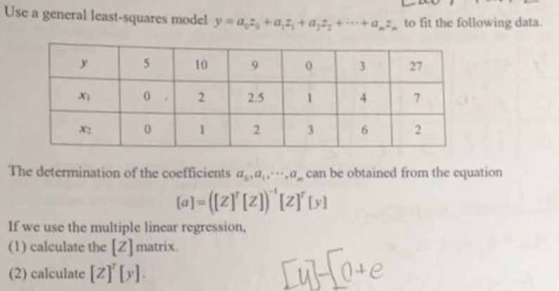 Solved Computational Methods: Use a general least-squares | Chegg.com
