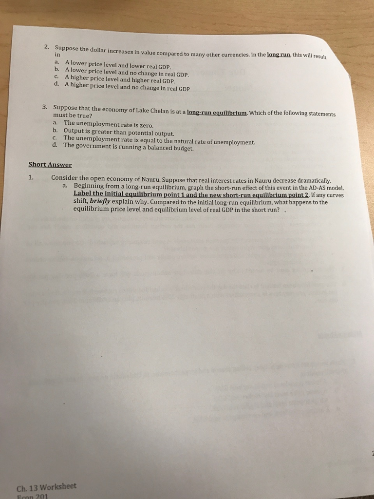 Solved Chapter 13 Worksheet Due Tomorrow by 11am Name: | Chegg.com