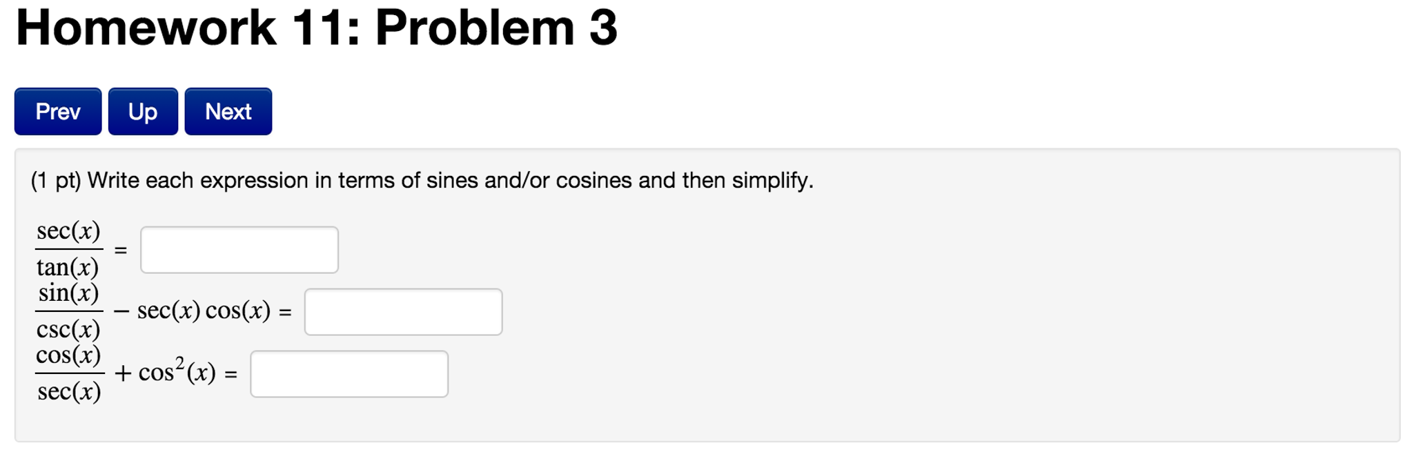 Solved Write each expression in terms of sines and/or | Chegg.com