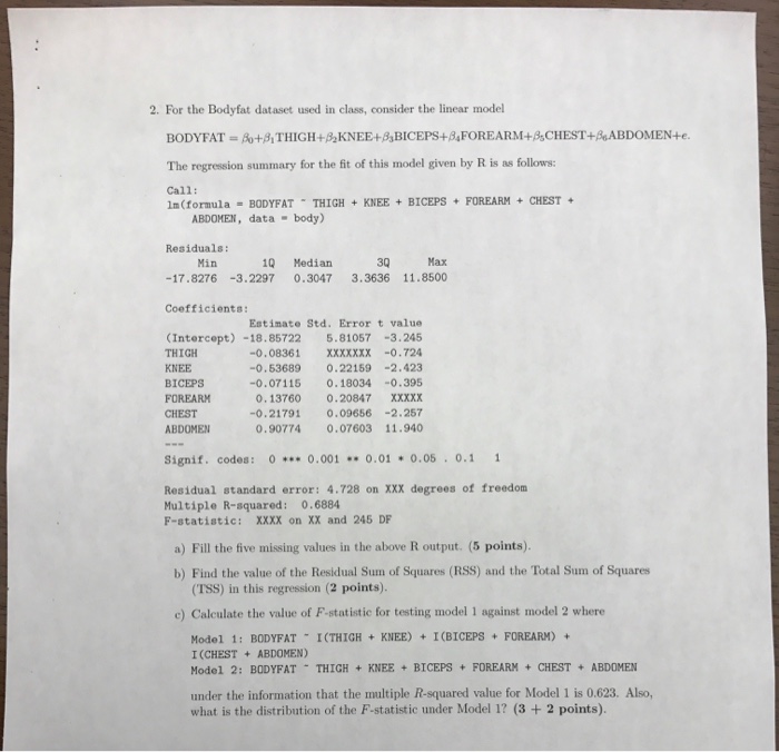 Solved 2 Statistical Linear Modelling Please Provide 4116