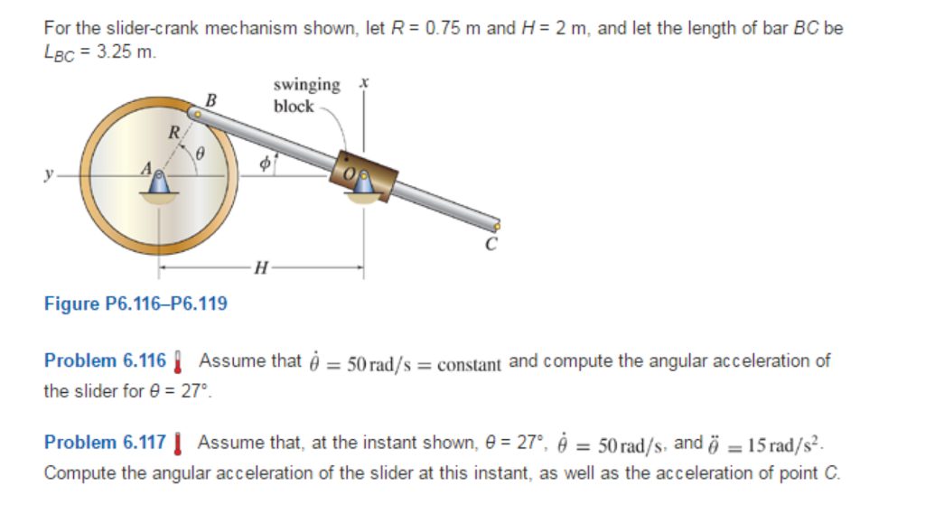 For the slider crank mechanism shown, let RE 0.75 m | Chegg.com