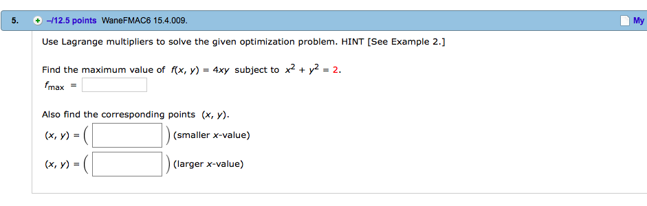 Solved Use Lagrange multipliers to solve the given | Chegg.com