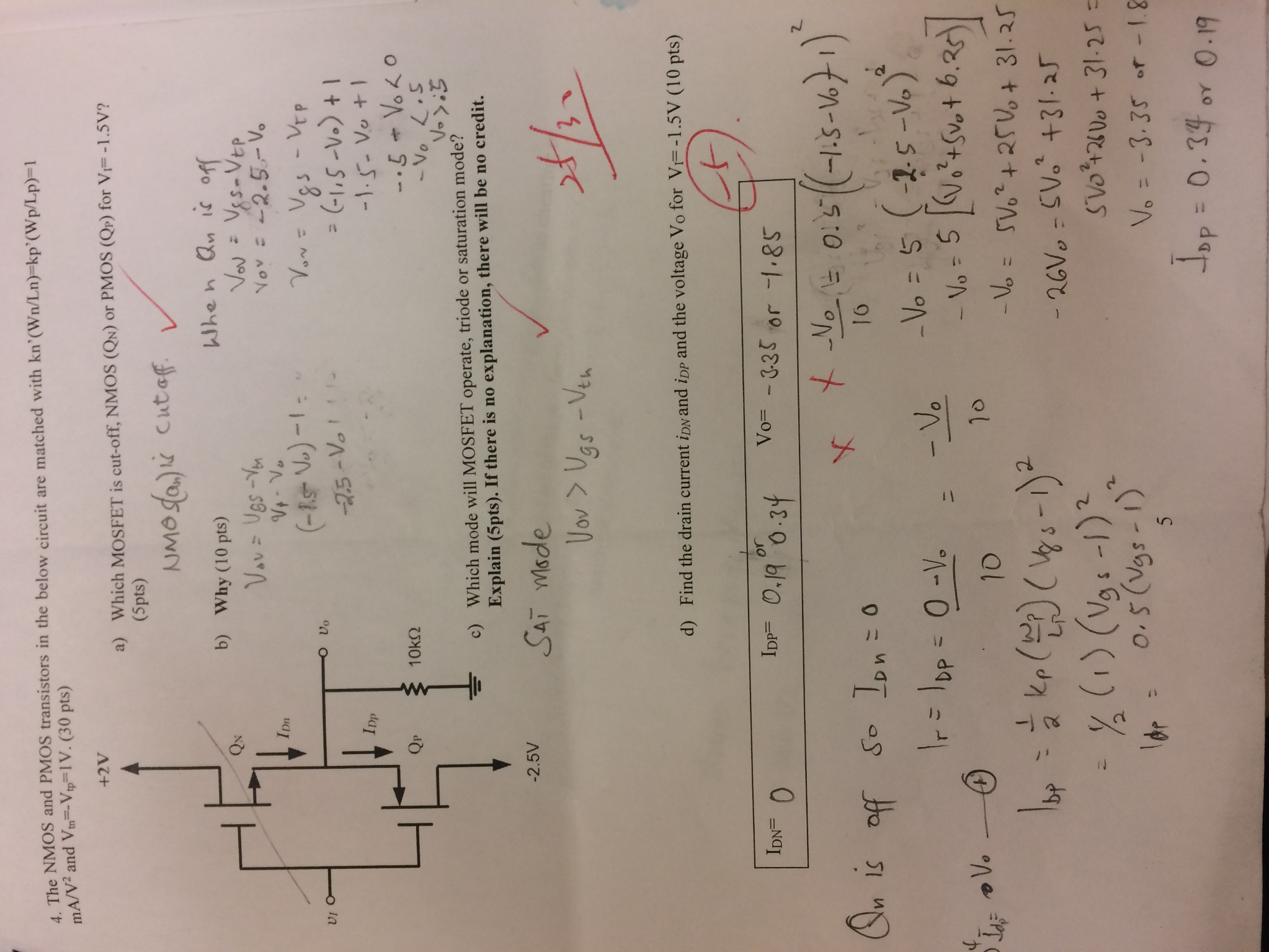 Solved and PMOS transistors in the below circuit are matched | Chegg.com