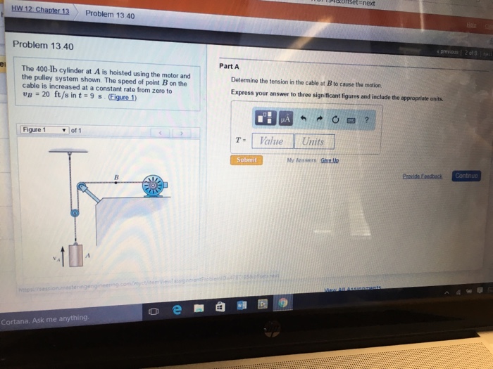 Solved The 400-lb cylinder at A is hoisted using the motor | Chegg.com