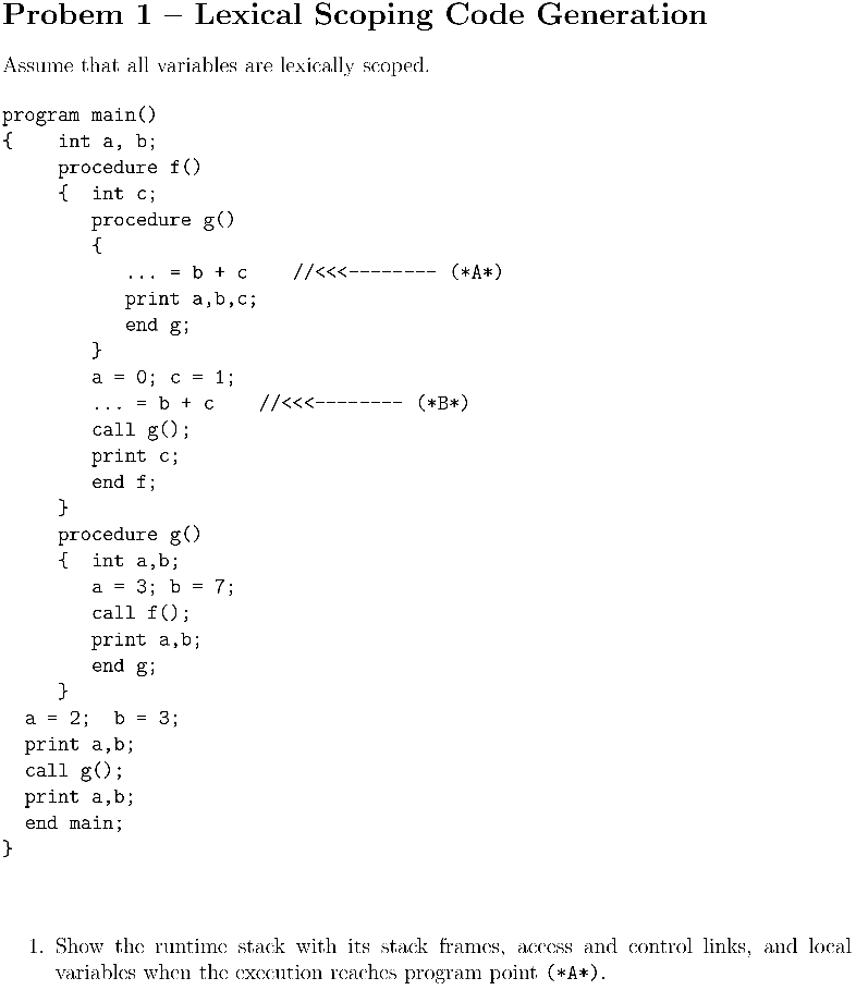Solved ping Code 1 Generation Code Generation Assume that | Chegg.com