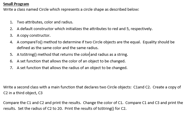 Solved Write A Class Named Circle Which Represents A Circle