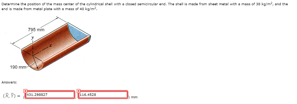 Solved Determine the position of the mass center of the | Chegg.com