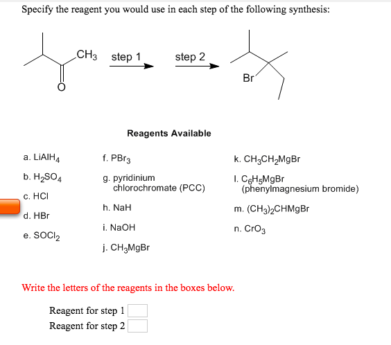 Solved Specify the reagent you would use in each step of the | Chegg.com