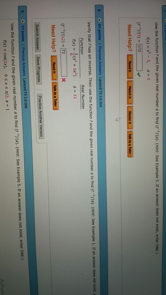 Solved Use the function f and the given real number a to | Chegg.com