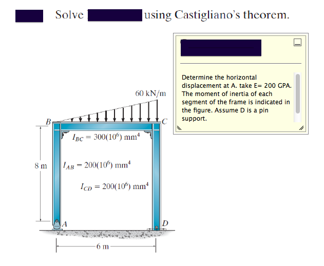 Solved Solve using Castigliano's theorem Determine the | Chegg.com