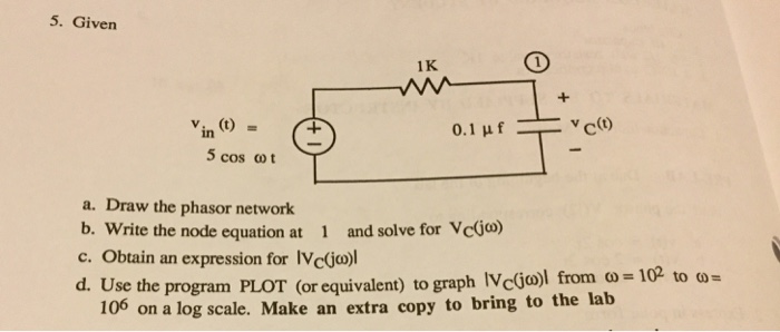 Solved Given v_in (t) = Draw the phasor network Write the | Chegg.com