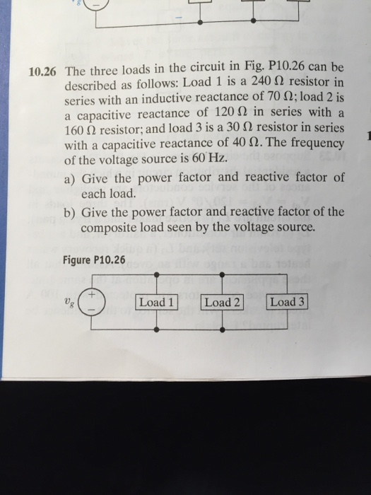 Solved The three loads in the circuit in Fig. P10.26 can be | Chegg.com