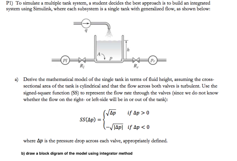 P1) To simulate a multiple tank system, a student | Chegg.com