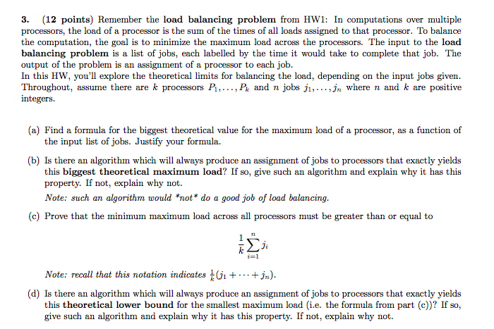 Solved 3. (12 points) Remember the load balancing problem | Chegg.com