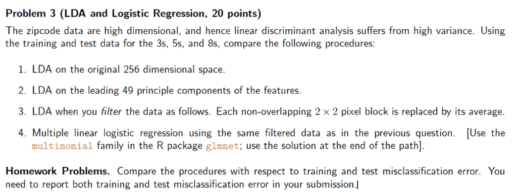 Problem 3 (LDA and Logistic Regression, 20 points) | Chegg.com
