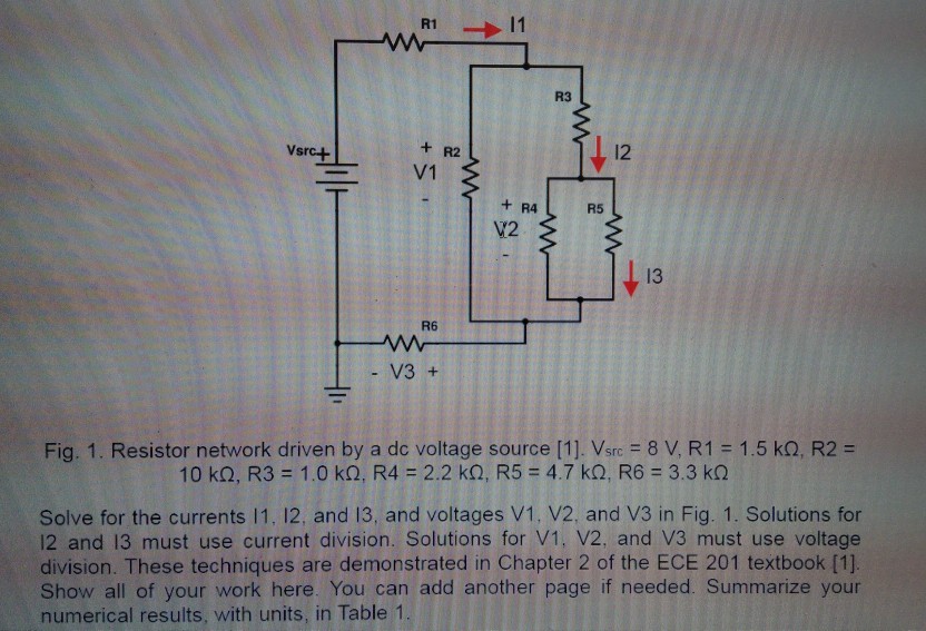 Solved R3 Vsrc+ + R2 12 V1 ? +R4 Y2 R5 ?13 R6 - V3+ Fig. 1. | Chegg.com