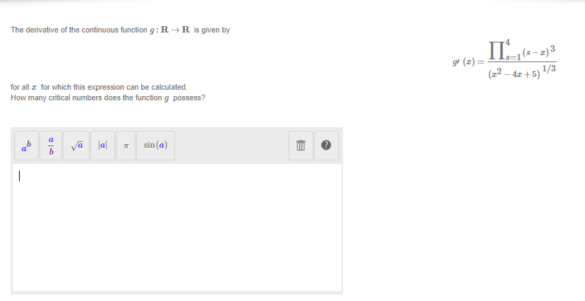 Solved The derivative of the continuous function g : R ? R | Chegg.com