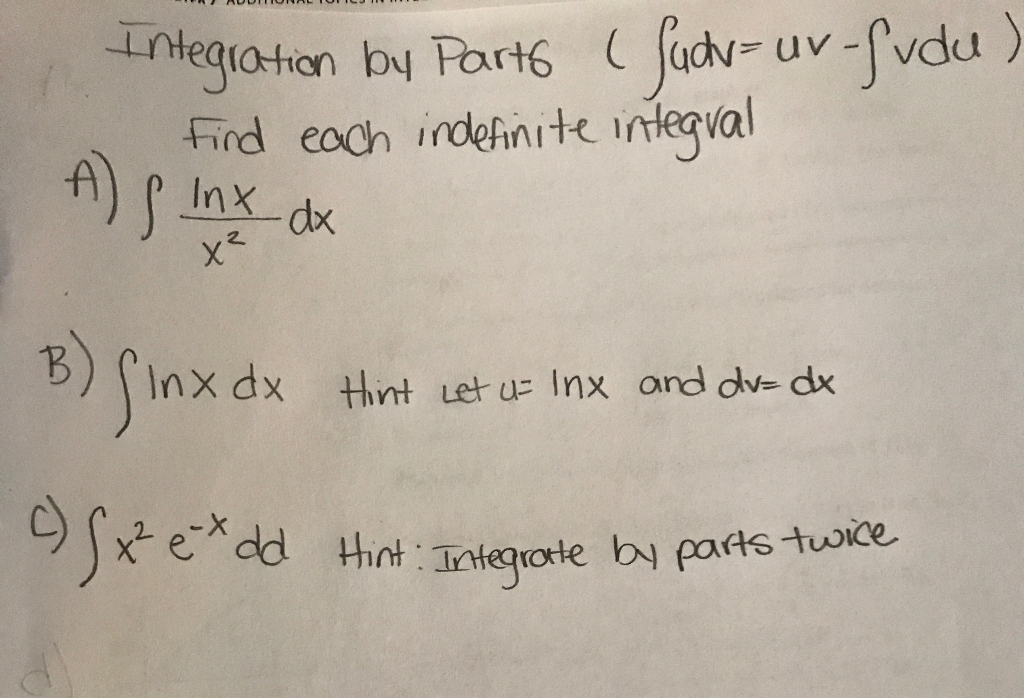 Solved Integration by part6 (integral udv = uv - integral | Chegg.com