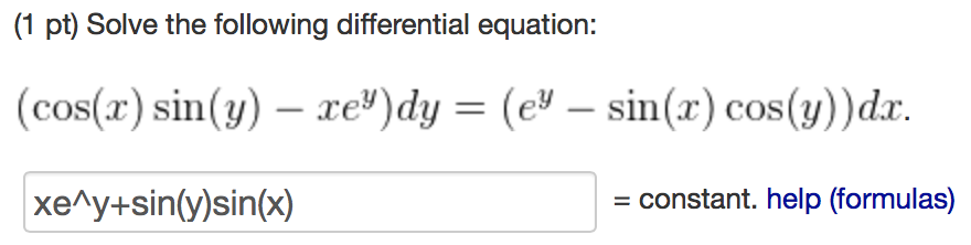 Solved Solve the following differential equation: (cos(x) | Chegg.com