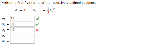 Solved Write The First Five Terms Of The Recursively Defined