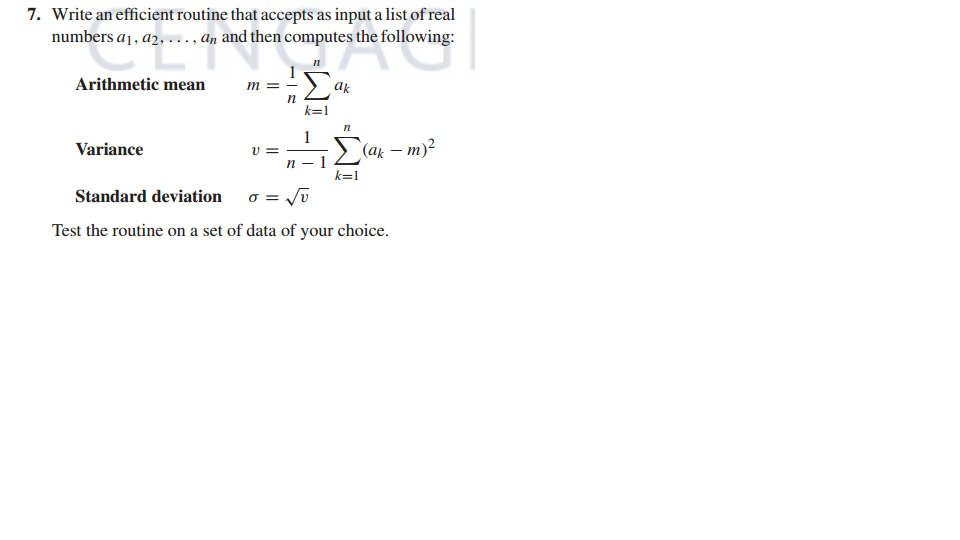 Solved Write An Efficient Routine That Accepts As Input A 3910