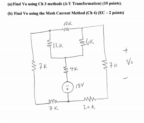 Solved Find Vo using Ch 3 methods (Delta-Y Transformation) | Chegg.com