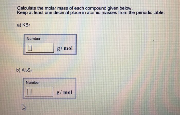 Solved Calculate the molar mass of each compound given | Chegg.com