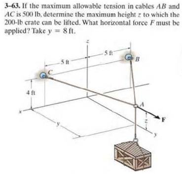 Solved 3-63. If the maximum allowable tension in cables AB | Chegg.com