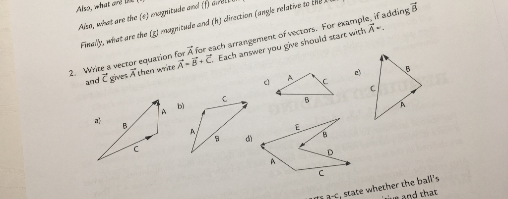 Solved Write a vector equation for A for each arrangement of | Chegg.com