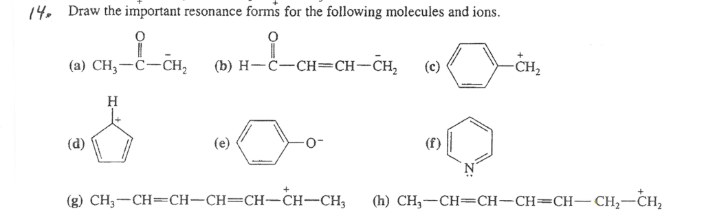 Solved Draw the important resonance forms for the following | Chegg.com